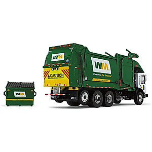 Mack TerraPro Waste Management Refuse Garbage Truck with Heil Half/Pack Freedom Front End Loader and CNG Tailgate White and Green with Garbage Bin 1/34 Diecast Model by First Gear 10-4006D