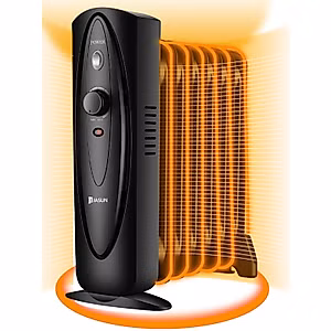 Mini Oil Filled Space Heater, JASUN Electric Radiator Heater with Adjustable Temperature, 700W Powerful Heating for Bedroom, Office, Living Room, Black