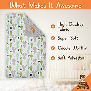 Dear Baby Gear Baby Blankets - Nursery Blankets for Newborn - Crib Bedding - Soft Blanket for Infant - Blanket for Boys & Girls - 40" x 30" (Succulents Cactus Cacti, Light Gray Dot)