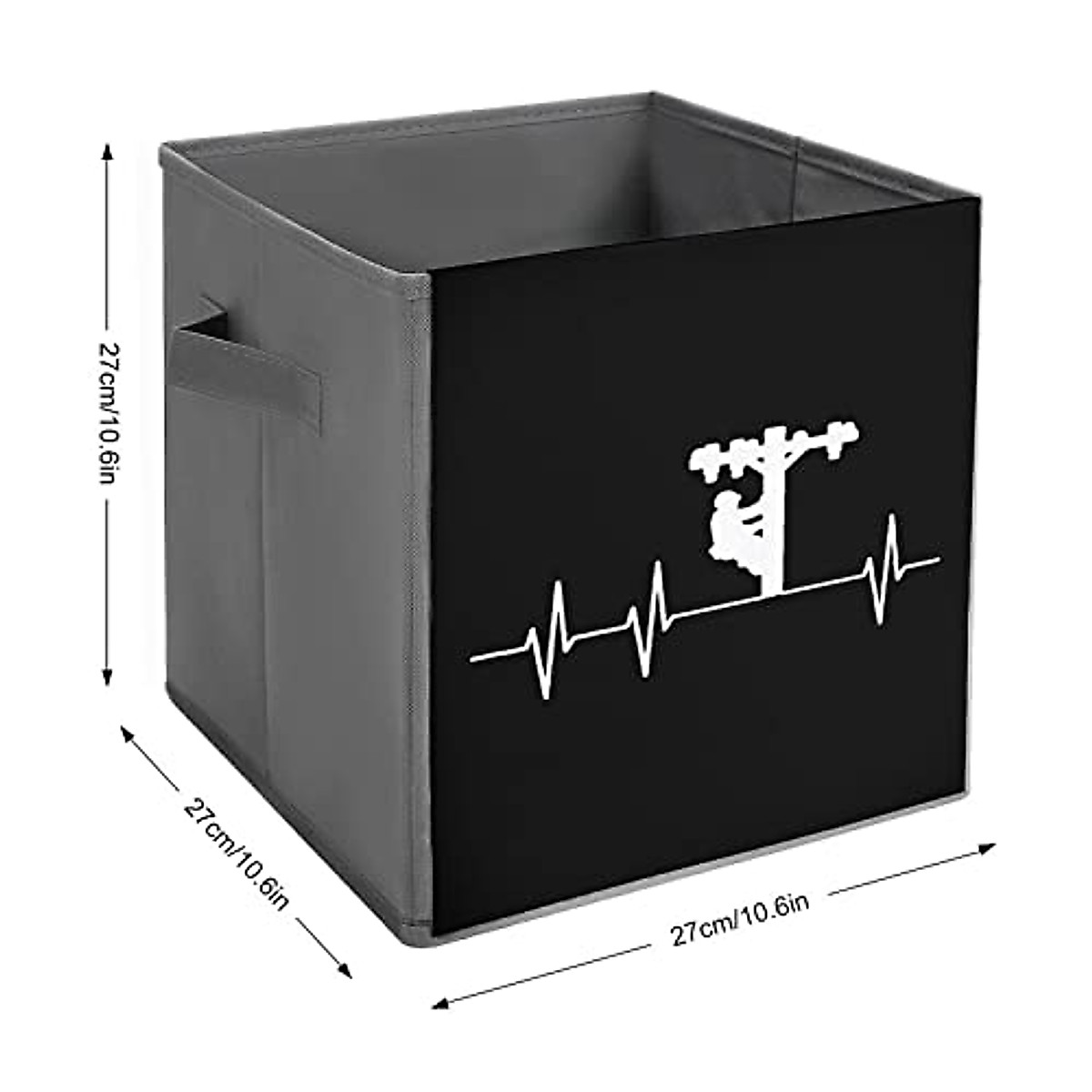 Heartbeat Lineman Large Cubes Storage Bins Collapsible Canvas Storage Box Closet Organizers for Shelves