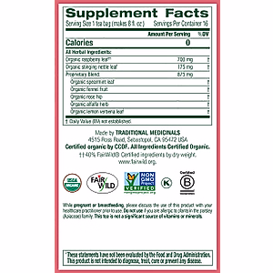 Traditional Medicinals Organic Pregnancy Tea Raspberry Leaf Herbal Tea, Supports Healthy Pregnancy, (Pack of 3) - 48 Tea Bags Total