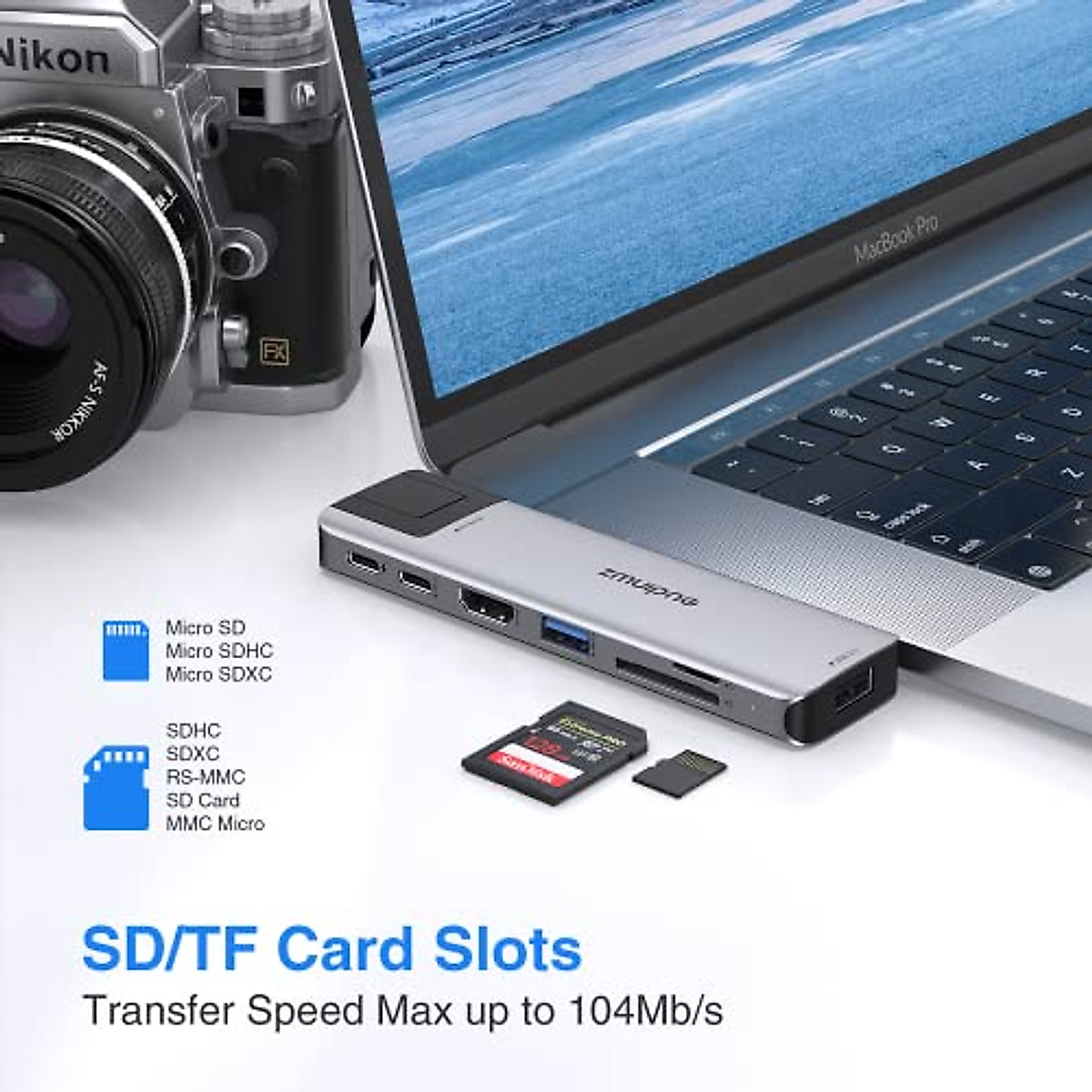 USB C Adapter Hub for MacBook Pro Air M1 M2 2022 2021 2020 2019 13 15 16" 8 in 2 Multiport Laptop Extender USB C Dongle with 4K HDMI USB 3.0 2.0 Ethernet SD TF Thunderbolt 3 USB-C Mac Converter