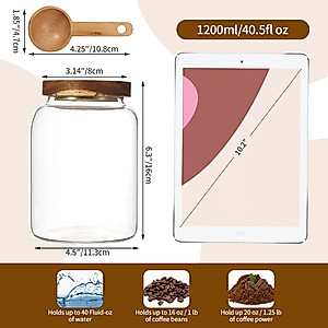 Glass Coffee Storage Jar with Lids Spoon Thicken Glass Coffee Canister 40 Oz (1200 mL) Borosilicate Glass Food Containers for Ground Coffee Beans Nut Pasta Sugar Candy Spice Rice Loose Tea