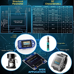 ideaspark 3Pcs 0.96 Inch OLED Display 3-Colors 128x64 SSD1306 SPI I2C IIC Serial LCD Screen Module Board with 4 Pins Soldered and 10 Dupont Cable Work Great with Arduino for Raspberry Pi