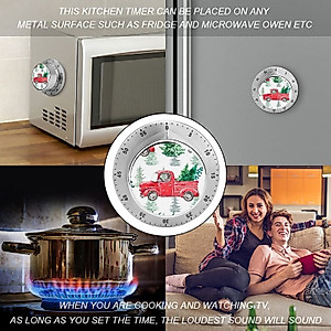 Kitchen Timer, Kitchen Timers for Cooking, Kitchen Timer Magnetic, Christmas Red Truck Pattern Waterproof Time Timer Stainless Steel Multiuse for Home Baking Cooking Oven