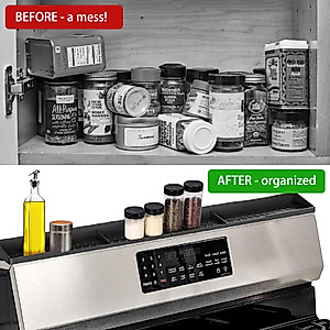SCITURE Silicone Over the Stove Top Spice Shelf for Back of Stove, Kitchen 30" Spice Shelf Rack Organizer, Oven Shelf for Top of Stove, Oven Stovetop Spice Rack Shelf (1 Pcs, Black)