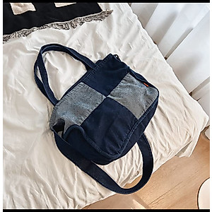 Light Weight Soft Denim Tote Shopper Shoulder Handbag Hobo Tote Bag for Women Crossbody Bag Large Capacity Purse (Dark Green)