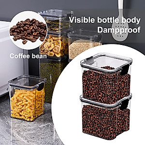 Plastic tea bag Organizer Box Caddie Storage Box Kitchen Pantry Wall storage box with 2 drawers, countertops, hold coffee, tea, sugar packets, cream, beverage bean, (1Pcs+2Pcs 720ML seal pot)