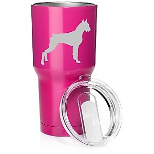Smooth Body Tumbler Stainless Steel Vacuum Insulated Travel Mug Cup Gift Boxer Dog (30 oz, Hot Pink)