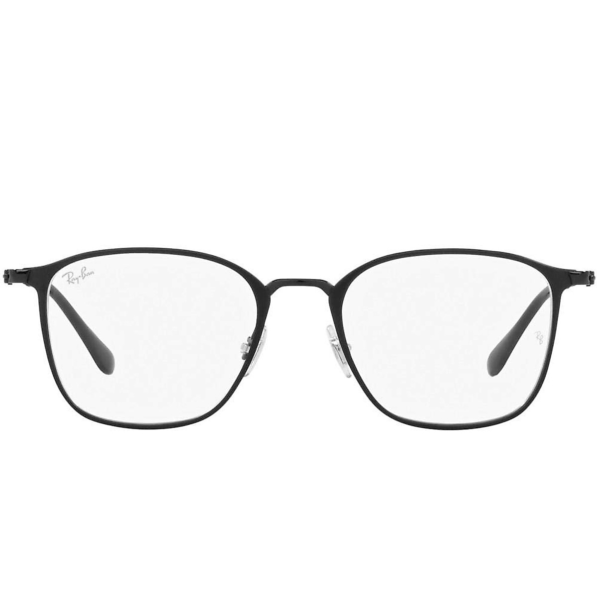 Ray-Ban RX6466 Square Prescription Eyeglass Frames, Matte Black On Black/Demo Lens, 49 mm