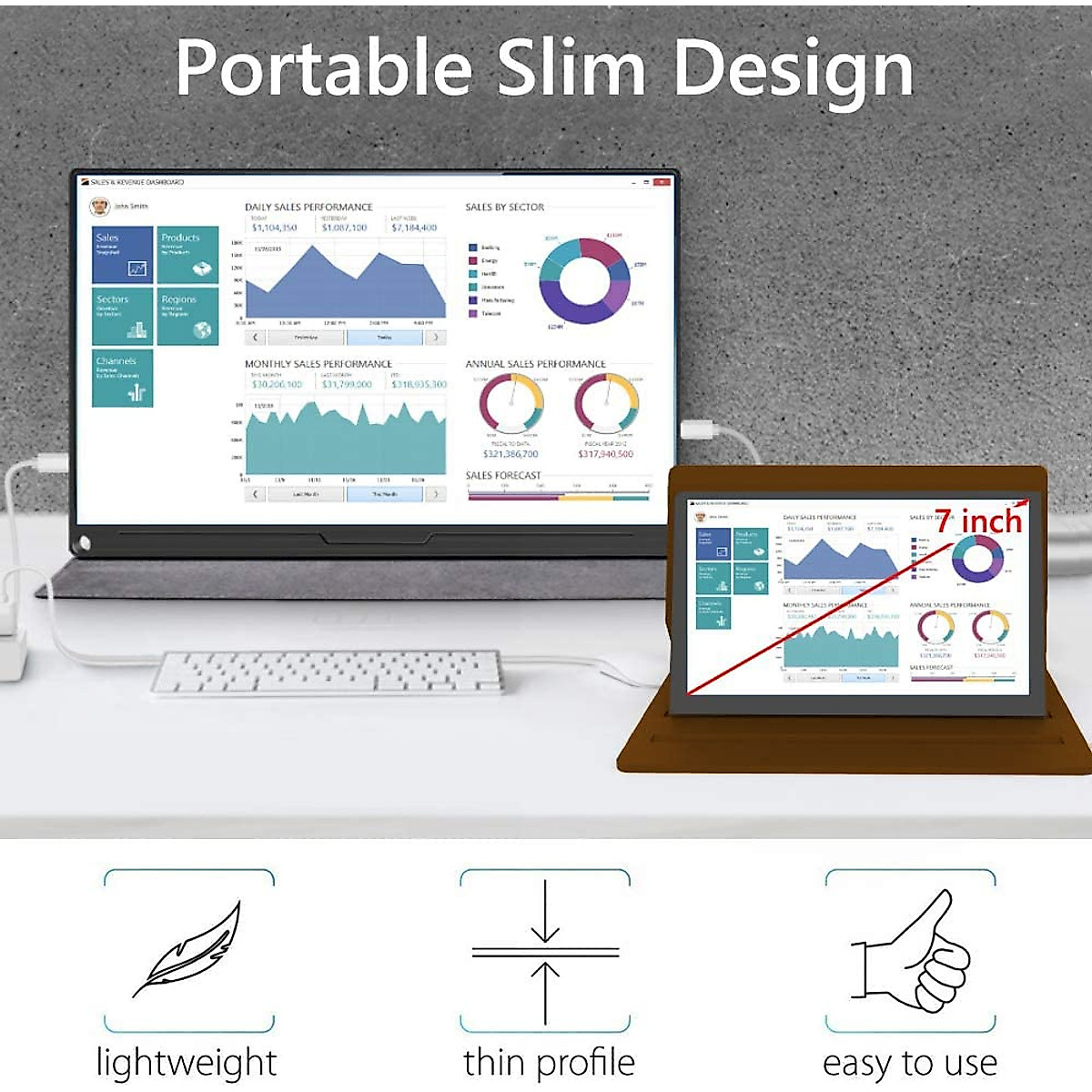 7" Raspberry Pi Touchscreen, 1024x600 HDMI IPS Portable Monitor with Leather Case for Raspberry Pi, Laptop, PC, Win11/10/8/7