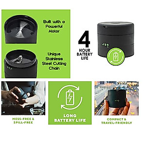 GrindE Handheld Electric Dry Herb Grinder Spice Grinder USB Rechargeable Black