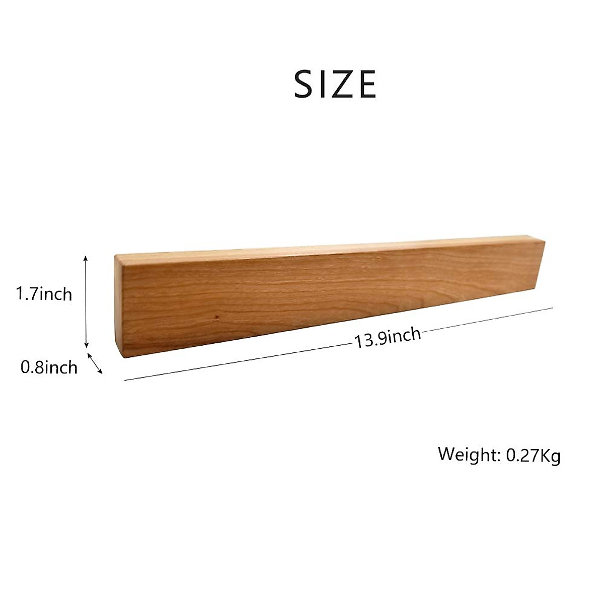 Premium 14inch Magnetic Knife Strip, Wooden Knife Block, Made from Red Cherry Wood, Fit for Kitchen, Workshop, Bar, Wall-Mount,