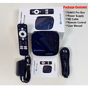 Android TV Box, HAKO Pro 4GB 64GB Android 11.0 Amlogic S905Y4-B 2.4G/5G Dual WiFi BT 5.0, AV1, H.265, VP9, HDR 10+, Supports Netflix, Prime Video 4K HDR Box