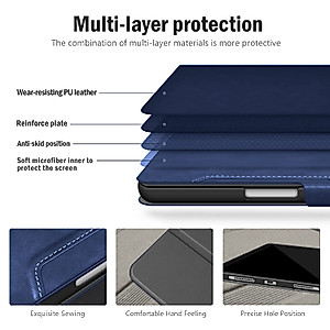 Antbox Case for iPad Pro 12.9'' 6th Generation (2022) 5th/4th Generation (2021/2020), Built-in Pencil Holder Auto Sleep/Wake Function PU Leather Smart Cover (Blue)