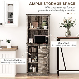 HOMCOM Freestanding Rustic Kitchen Buffet with Hutch, Pantry Storage Cabinet with Sliding Barn Door, Adjustable Shelf, Vintage Wood