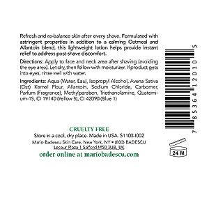Mario Badescu Protein After Shave Lotion for Combination, Oily and Sensitive Skin | Lightweight Moisturizer that Minimizes Razor Burn and Ingrown Hairs |Formulated with Oatmeal & Allantoin| 2 FL OZ