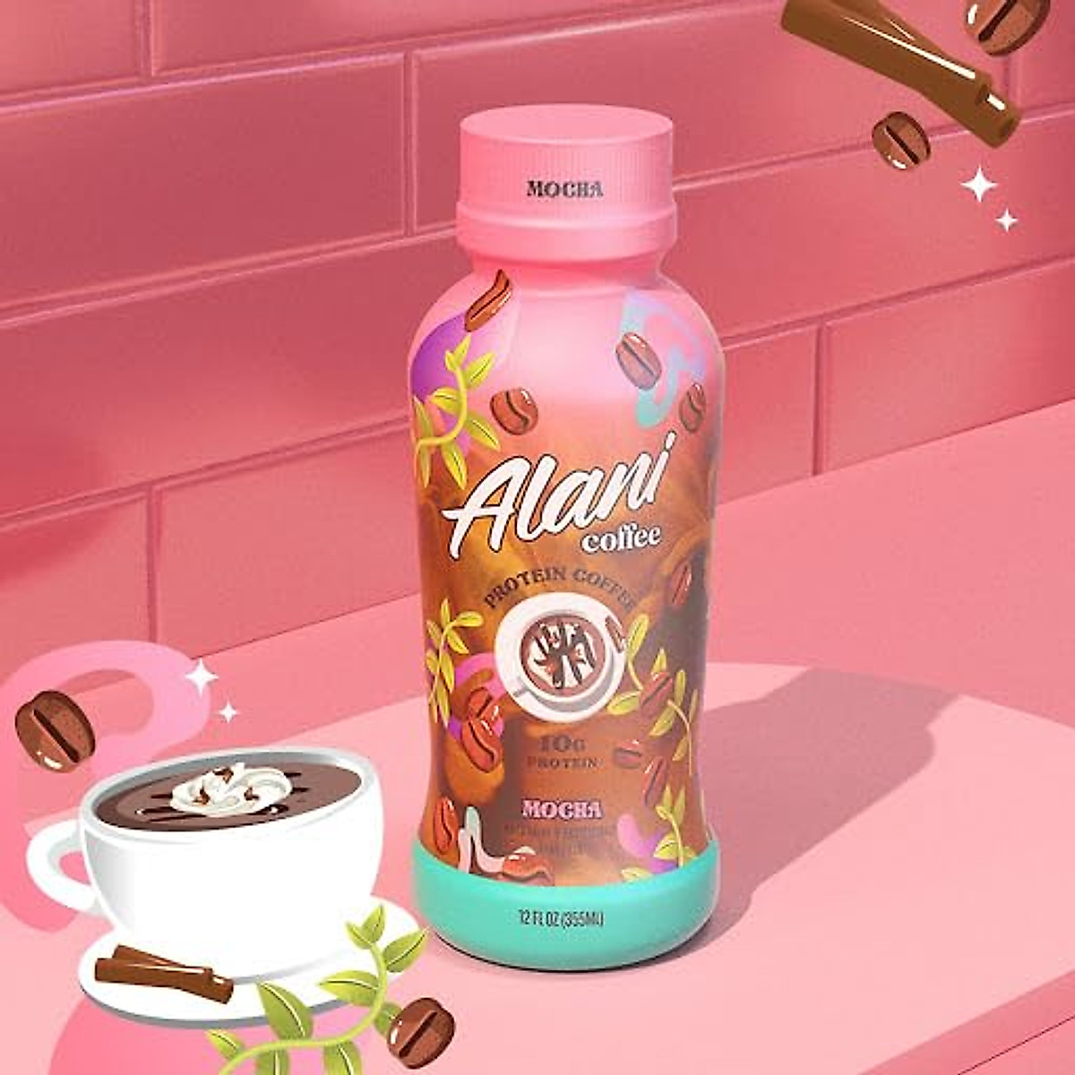 Alani Nu Protein Coffee MOCHA | Ready To Drink Cold Brew with 10g of Protein | 100mg Caffeine | 90 Calories, Naturally Flavored | 12 Fl Oz Bottles | 12 Pack