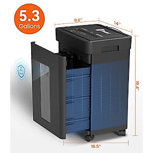 Frossvt Heavy Duty Paper Shredder Micro-Cut High Security Level P-4/12 Sheets 10-Minutes Running Time/AUTO Reverse/ 5.3-Gallon Pull Out Bin, Anti-Jam & Quiet Shredder for Office Home