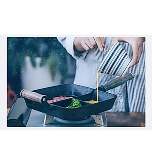 CapriTech Cast Iron Grill Pan 3 Section Breakfast Skillet Frying Pan with 2 Assist Handle for Gas Stove & Induction Cooker