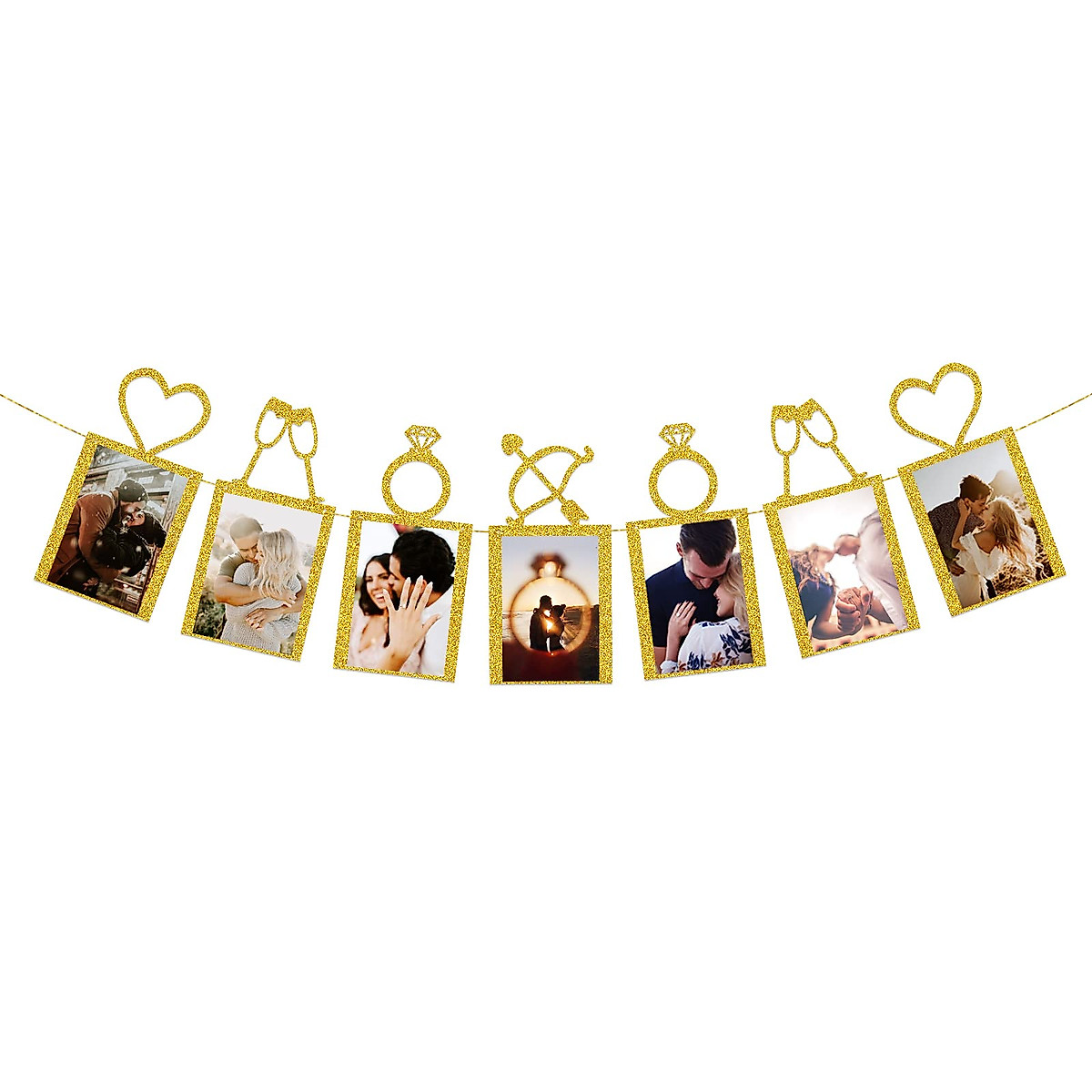 Concico Photo Banner for Bridal Shower/Wedding/Engagement/Anniversary Party Kit Supplies Decorations decor (Gold)