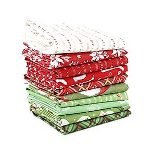 Christmas Fat Quarter Bundle (10 pcs) - Mixed Designers - Southern Fabric 18 x 21 inches (45.72cm x 53.34cm) Fabric cuts DIY Quilt Fabric