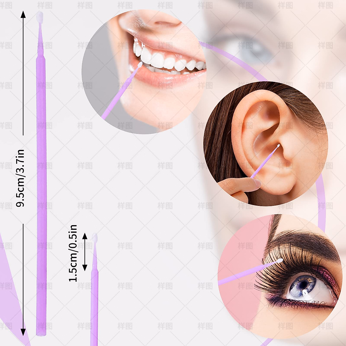 400 PCS Disposable Micro Applicator Brush for Makeup Beauty Brush, Bendable Ultrafine Mascara wands for Eyelash brush、Eyebrow brush、Make up brushes、Eyelash comb (Purple 1.5mm)