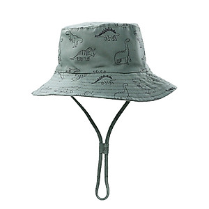 Baby Sun Hat UPF 50+ Sun Protective Toddler Bucket Hat Summer Kids Beach Hats Wide Brim Outdoor Play Hat for Boys Girls Sea Blue 0-6 Months