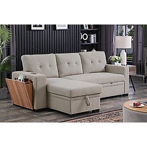 Devion Furniture Alexis Sofabed, 92" W x 53" D x 35H, Light Gray