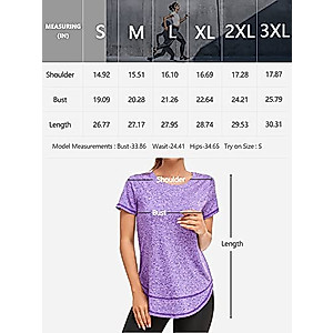 Abrooical Womens Athletic Tops Short Sleeve Sport Shirts Oversized Workout Tshirts Training Tee Purple XXX-Large