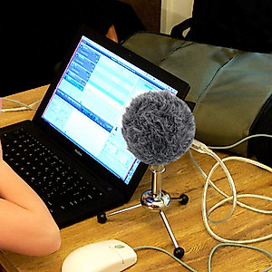 YOUSHARES Furry Windscreen Muff - Customized Pop Filter for Microphone, Deadcat Windshield Wind Cover for Improve Blue Snowball iCE Mic Audio Quality (Grey)