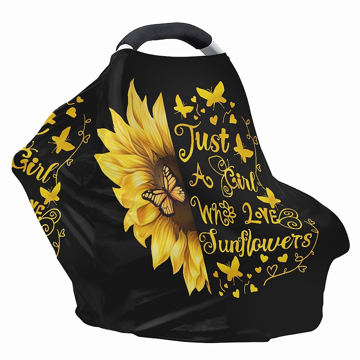 AFPANQZ You are My Sunshine Sunflowers Nursing Cover Breastfeeding Covers Stretch Babies Car Seat Cover Gender Neutral Soft Breathable Infant Carseat Canopy Shopping Cart Stroller Canopy Gifts Black