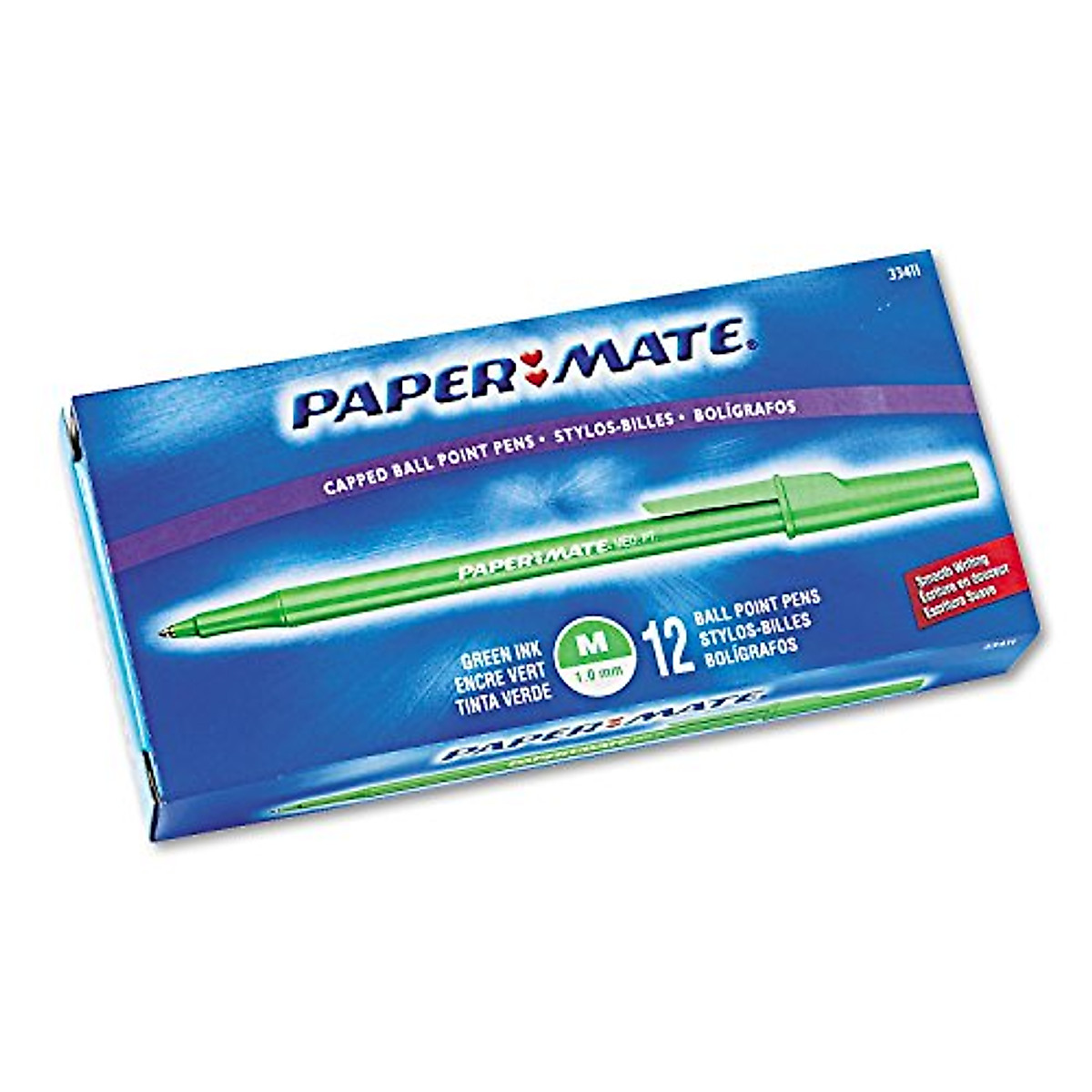 Paper Mate 3341131 Write Bros Stick Ballpoint Pen, Green Ink, 1mm, Dozen