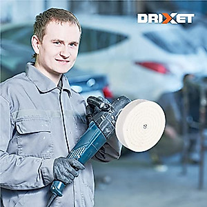 Buffing Wheels for Bench Grinder - 6 Inch Extra Thick Buffing Wheel Fine Cotton Sewn Rigid Treated Spiral with a 1/2” Center Arbor Hole - 80 Ply Polishing Wheel for Bench Grinder – by Drixet
