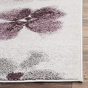 SAFAVIEH Adirondack Collection 4' x 6' Ivory / Purple ADR123L Floral Watercolor Non-Shedding Living Room Bedroom Accent Rug