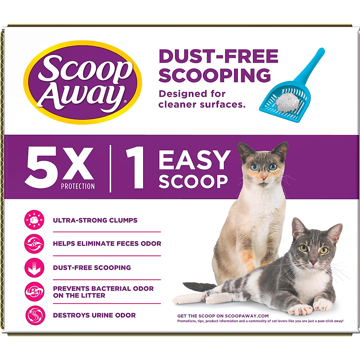 Scoop Away Advanced Multi-Cat Clumping Cat Litter, Meadow Fresh Scent, Pack of 2, 18.5 Pounds (Package May Vary)