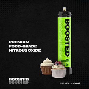 Boosted Premium Whipped Cream Charger 640g 1.1L - Food Grade Nitrous Oxide Tank Pure Flavored N2O Chargers - for Any Standard Whipping Cream Dispenser – (1 Cylinder)