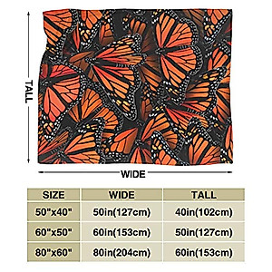 LIVE & LOVE Micro Fleece Blanket Throw Blanket Monarch Butterflies Print Ultra-Soft Fuzzy Light Weight Cozy Warm Fluffy Plush Blanket Microfiber for Bed Couch Chair Living Room Fall Winter Spring