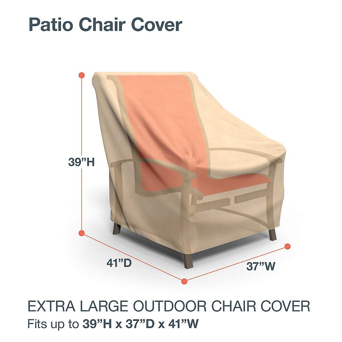 EmpirePatio Classic Nutmeg Outdoor Patio Chair Cover, 39" H x 37" W x 41" Deep