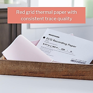 McKesson ECG Recording Paper, Red Grid Thermal Paper, 8.27 in x 138 ft, 200 Count, 1 Pack