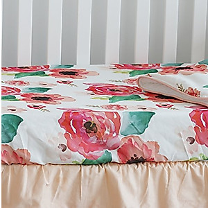 Baby Floral Fitted Crib Sheet for Boy and Girl Toddler Bed Mattresses fits Standard Crib Mattress 28x52" (Coral)