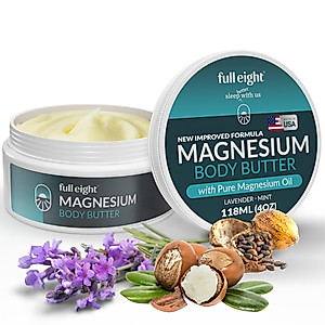 Magnesium Body Butter – Quick Ease for Tensed Legs, Tight Muscles & Sleep, Organic Ingredients with Pure Magnesium Oil, Exfoliating Topical Cream 4oz
