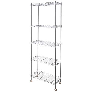 JS HANGER Wire Shelving Unit with Wheels, 5-Tier Heavy Duty Height Adjustable Rolling Metal Shelves for Storage, 550 lbs Capacity, 23.23''W X 13.4''D X 71''H, White