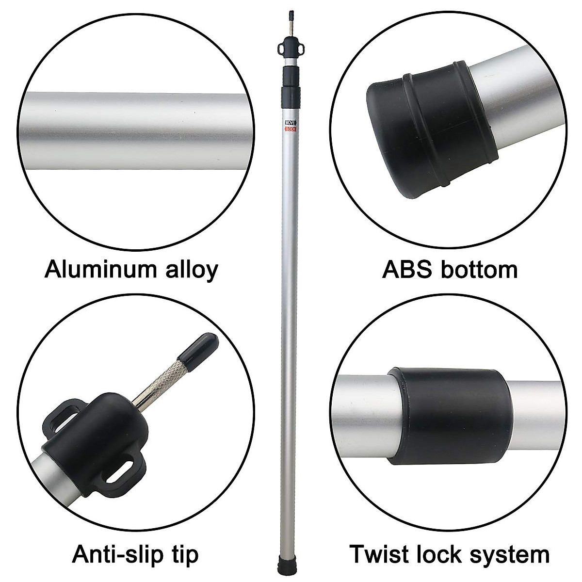 Sunnyglade 2 Pcs Adjustable Tarp Poles, Silver , Telescoping Aluminum Rods Portable Awning Poles for Camping,Backpacking,Hiking(Set of 2)