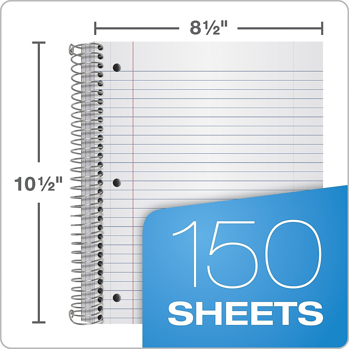 Oxford Spiral Notebooks, 3-Subject, Wide Ruled Paper, Durable Plastic Cover, 150 Sheets, 3 Divider Pockets, 2 per Pack (10385)