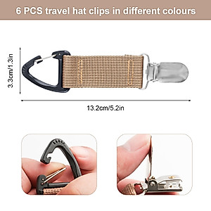 6 Pcs Hat Clip for Travel Hat Clips for Travel on Bag, Hat Holder for Purse, Hands-Free Elastic Hat Clip for Bag Handbag Backpack Luggage Traveling, Outdoor Travel Bag Accessory for Women Men