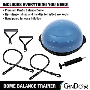 CanDo Dome Balance Trainer 55cm with Non-Skid Base for Balance Training, Strength Building, and Cardio Exercises for Home, Gyms, and Clinics, Includes Resistance Cords and Air Pump