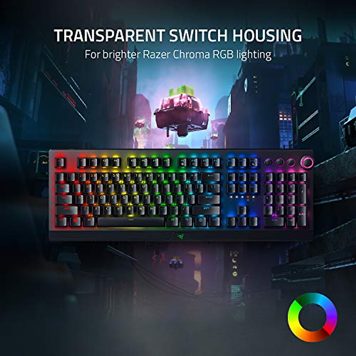 Razer BlackWidow V3 Pro Mechanical Wireless Gaming Keyboard: Green Mechanical Switches - Tactile & Clicky - Chroma RGB Lighting - Doubleshot ABS Keycaps - Transparent Switch Housing - Bluetooth/2.4GHz