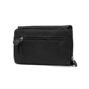 Mundi Big Fat Wallet Womens RFID Blocking Clutch Organizer Removable Wristlet ((Black))