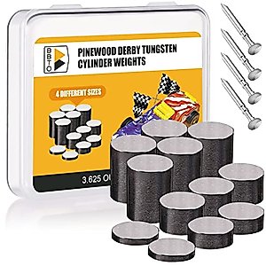 3.625 Ounces Cylindrical Tungsten Weights and 4 Pieces Polished Axles, 3/8 Inch Cylinders Weights Tungsten Buffer Weight Car Incremental Weights Speed Axles Kit for Your Car